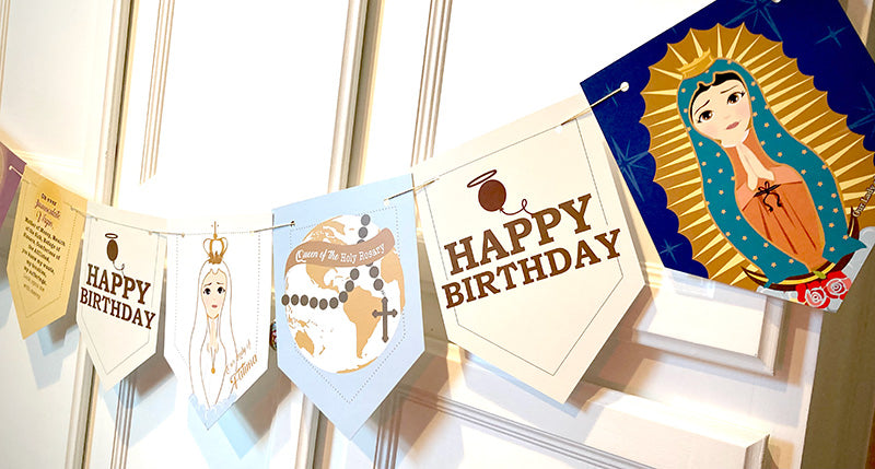 Mother Mary Happy Birthday Pennant Banner – Party Like A Saint