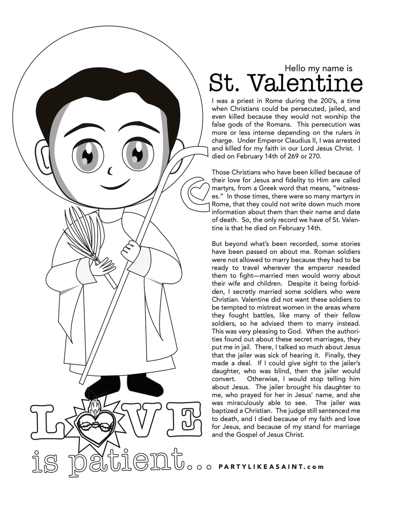 February Feast day coloring pages with stories – Party Like A Saint