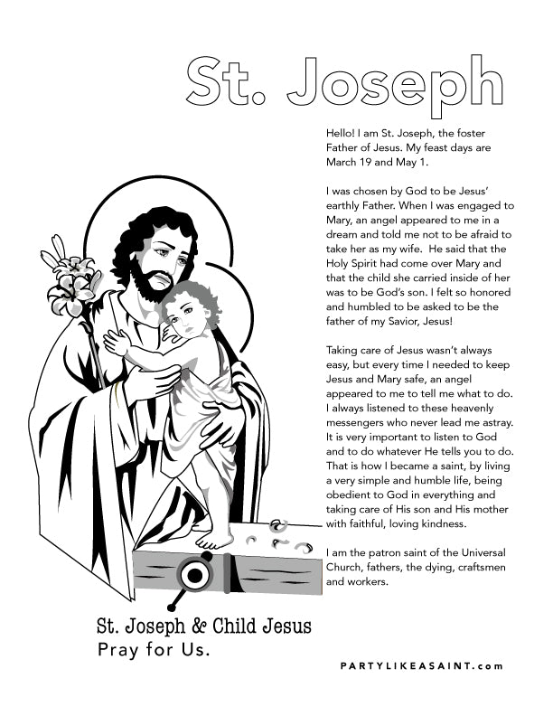St. Joseph coloring sheet – Party Like A Saint